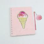China Custom Plush Ice Cream Pattern Notebook with Colorful LED Lights 80 Sheets Loose Leaf for sale
