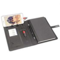 China Custom A5 PU Leather Power Bank Notebook with Wireless Charging 10000mAh Fast Charging Office Gift for sale