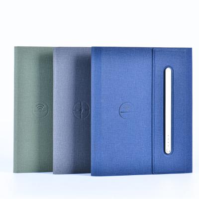 Cina Factory Custom A5 Pu Leather Led Logo Smart Luxury Travellers Power Bank Notebook di ricarica wireless in vendita