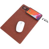 China PU Leather Wireless Charging Mouse Pad 10W Fast Charger Multifunctional Desk Pad Custom Logo for sale