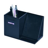 China Wireless Charging Pen Holder Multi Function PU Leather Desk Organizer with Qi Fast Charging for sale