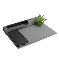 China Folding PU Leather Wireless Charging Mouse Pad with Custom Logo and Phone Holder for sale