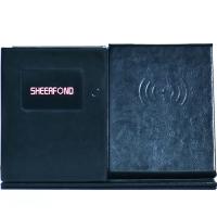 China PU Leather Wireless Charging Pen Holder Desktop Organizer with Custom LED Logo for sale
