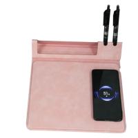 China Customized Multifunctional PU Leather Wireless Charging Mouse Pad 15W Foldable for sale