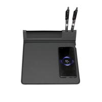 China Custom Logo PU Leather Wireless Charging Mouse Pad Foldable 15W Fast Charging for sale