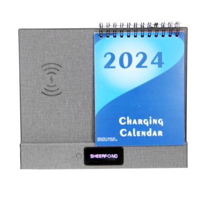 Cina New Design 2024 Quality Customized Art Logo Pu Leather  Funny  365 Day Wireless Charger Calendar in vendita