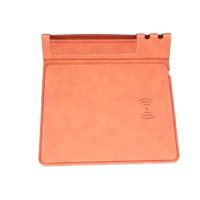 China Custom Logo PU Leather Wireless Charging Mouse Pad Foldable 10W Fast Charging for sale