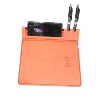 China Custom Logo PU Leather Wireless Charging Mouse Pad Foldable 10W Fast Charging for sale
