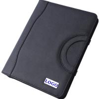 China Waterproof A4 Leather Portfolio Case Handheld Zippered File Folder 12 Function Business Padfolio for sale