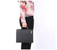 China Waterproof A4 Leather Portfolio Case Handheld Zippered File Folder 12 Function Business Padfolio for sale