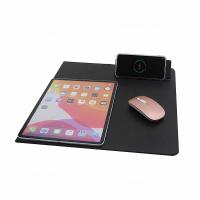 China Wireless Charging Mouse Pad XXL 800x400mm Fast Charging 10W Foldable PU Leather Desk Mat for sale
