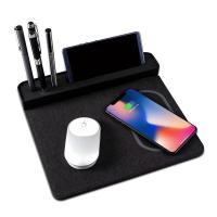 China Wireless Charging Mouse Pad 10W Fast Charging PU Leather 34x23cm Custom LED Logo for sale