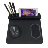 China Wireless Charging Mouse Pad 10W Fast Charging PU Leather 34x23cm Custom LED Logo for sale