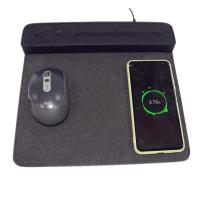 China 10W Wireless Charging Mouse Pad PU Leather Portable Storage Desk Organizer 27x25.5cm for sale