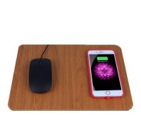China 10W Wireless Charging Mouse Pad PU Leather Wooden Non-Slip Office Mat for sale