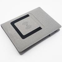 China Wireless Charging Notebook Power Bank Folder 6 Rings PU Leather 10000mAh for sale