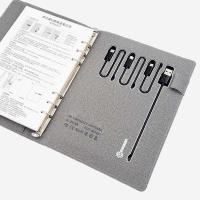 China Wireless Charging Notebook Power Bank Folder 6 Rings PU Leather 10000mAh for sale