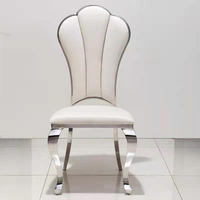 Cina Sedie da pranzo in poliuretano bianco di lusso in acciaio inossidabile senza appoggio per braccio in vendita