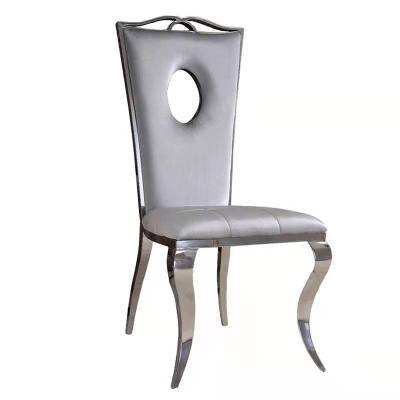 China Luxury Grey Leather Dining Chairs No Wheels With A Backrest for sale