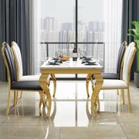 China Tempered Glass / Rectangle Marble Apartment Dining Tables For 6 Medium Size for sale