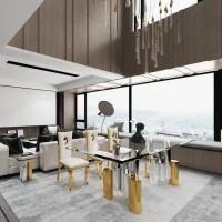 China SEDIA Modern Glass Dining Table Set For 6 Elliptic Shape for sale