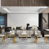 China SEDIA Modern Glass Dining Table Set For 6 Elliptic Shape for sale
