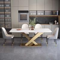 China Luxury 8 Seater White Marble Rectangle Dining Table Height 0.78m for sale