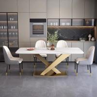 China Luxury 8 Seater White Marble Rectangle Dining Table Height 0.78m for sale