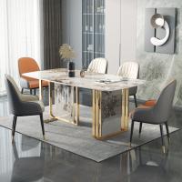 China Hotel 4cm Rectangle Marble Dining Tables For 4 Light Luxury for sale