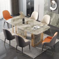 China Hotel 4cm Rectangle Marble Dining Tables For 4 Light Luxury for sale