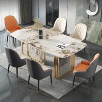 China Hotel 4cm Rectangle Marble Dining Tables For 4 Light Luxury for sale