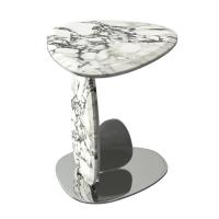 China Smooth Surface Oval Black Marble Top Sofa Table Height 55cm for sale