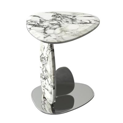 China Smooth Surface Oval Black Marble Top Sofa Table Height 55cm for sale