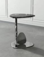 China Smooth Surface Oval Black Marble Top Sofa Table Height 55cm for sale