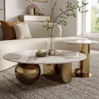 China Marble Top Circle Combination Coffee Table Elliptic Shape For Apartment for sale