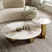 China Marble Top Circle Combination Coffee Table Elliptic Shape For Apartment for sale