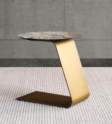 Stainless Steel Leg Sofa Side Table Marble Counter Top Modern End Tables