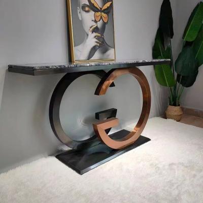 China Cuadro de acero brillante Consola de entrada Mesa rectangular Alturas 78cm en venta