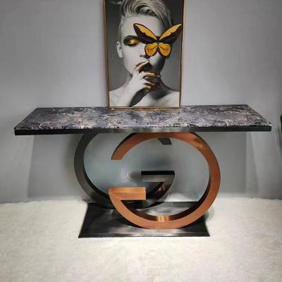 China Cuadro de acero brillante Consola de entrada Mesa rectangular Alturas 78cm en venta