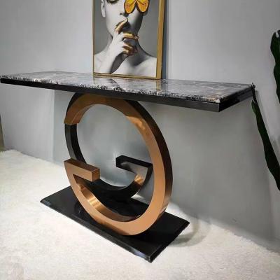 China Cuadro de acero brillante Consola de entrada Mesa rectangular Alturas 78cm en venta
