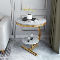 China Light Luxury White Sofa Side Table With Marble Table Top SEDIA for sale