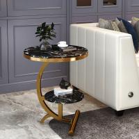 China Light Luxury White Sofa Side Table With Marble Table Top SEDIA for sale
