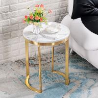 China Sleek Sofa Side Table Marble Stainless Edge Contemporary End Tables for sale