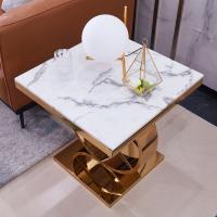 China Functional SS Steel Edge Marble Top Couch Table Assembly Required for sale