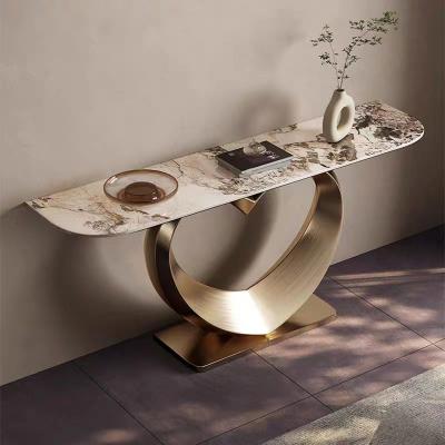 China Moderno de aço inoxidável de mármore quadrado consola mesa para divisória sala de estar à venda