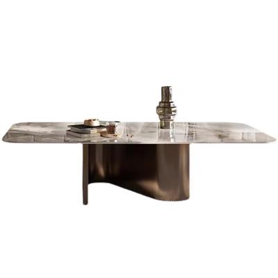 China Modern Stainless Steel Marble Square Living Room Coffee Table for sale