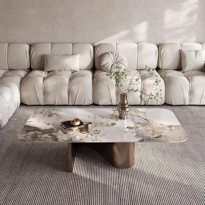 China Modern Stainless Steel Marble Square Living Room Coffee Table for sale