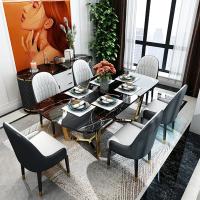 China Stainless Steel Rectangular Square Marble Top Dining Table OEM ODM for sale
