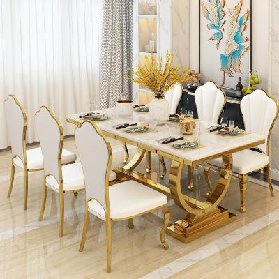 Cina Tavolo da pranzo in marmo in acciaio inossidabile per case moderne in vendita