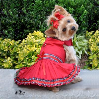China Tartan Plaid Small Breed Dog Clothes Dress for Girl yorkie , chihuahua for sale